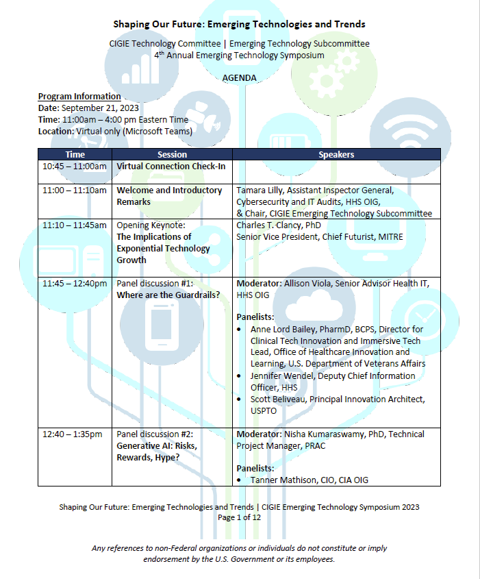 4th Annual CIGIE Emerging Technology Symposium is Tomorrow!