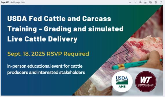 USDA to Host Educational Event at USDA Cattle and Carcass Training Center