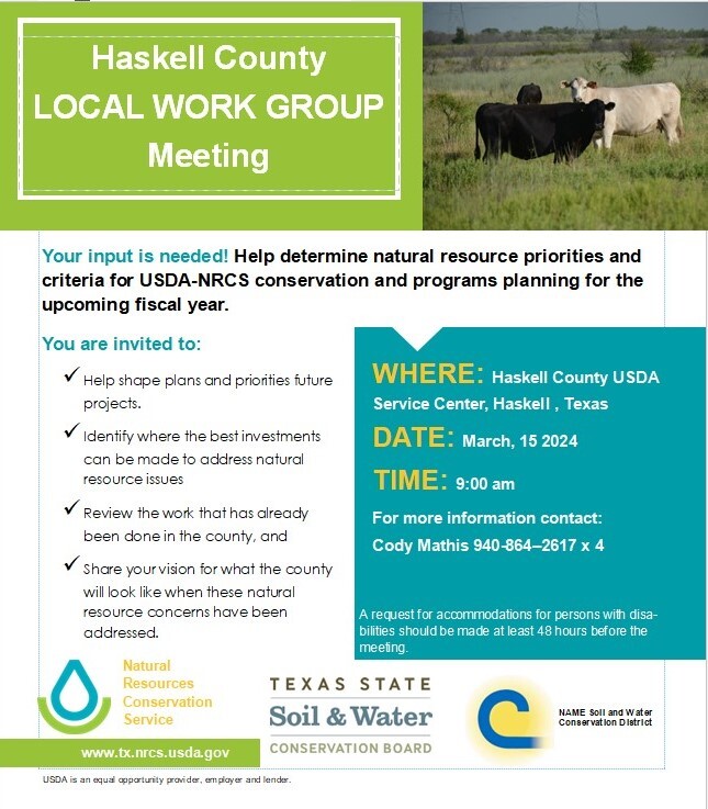 Haskell/Stonewall County USDA March Updates