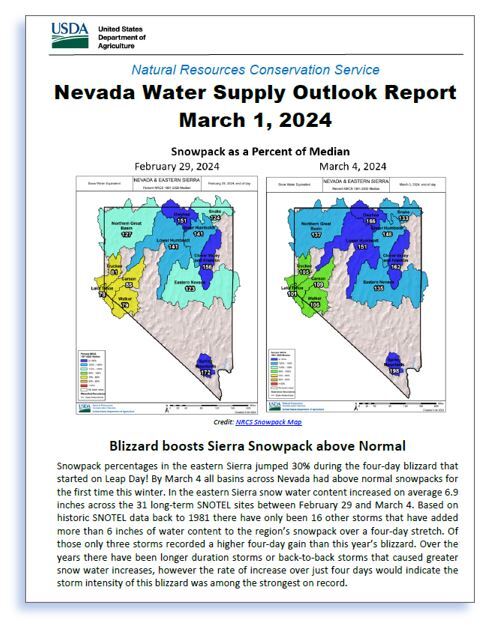 Nevada Water Supply Outlook Report - March 1, 2024