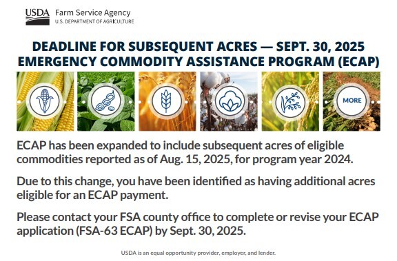 Emergency Commodity Assistance Program, Expanded Assistance for Subsequent Acres