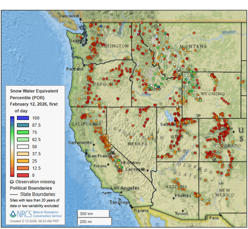 Considerable Snow Drought Impacts the Western U.S.