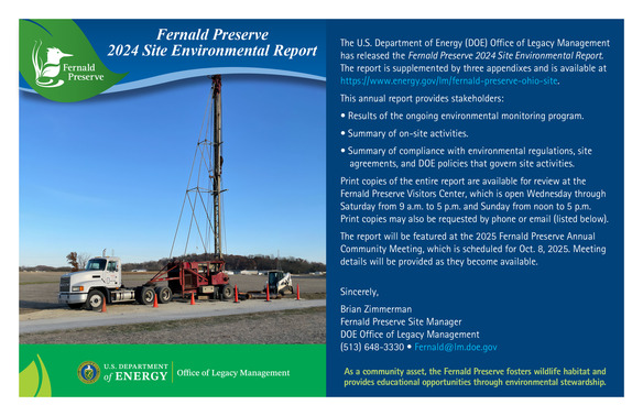 Fernald Preserve 2024 Site Environmental Report