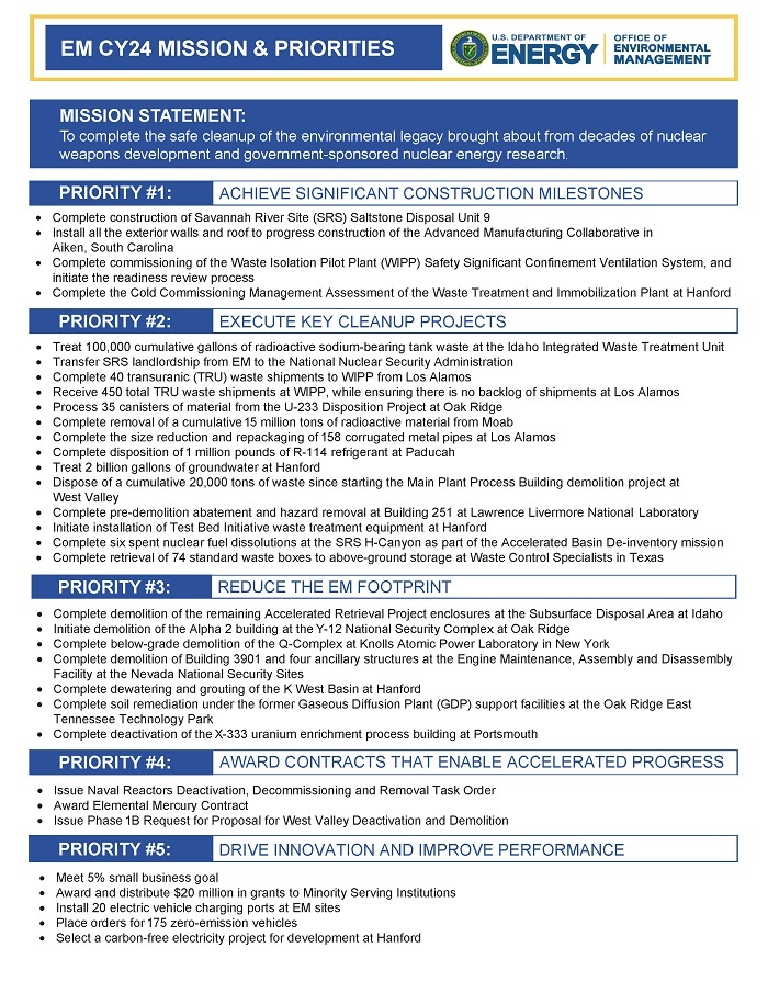 EM Releases Fresh Slate of Ambitious Priorities to Drive Cleanup ...