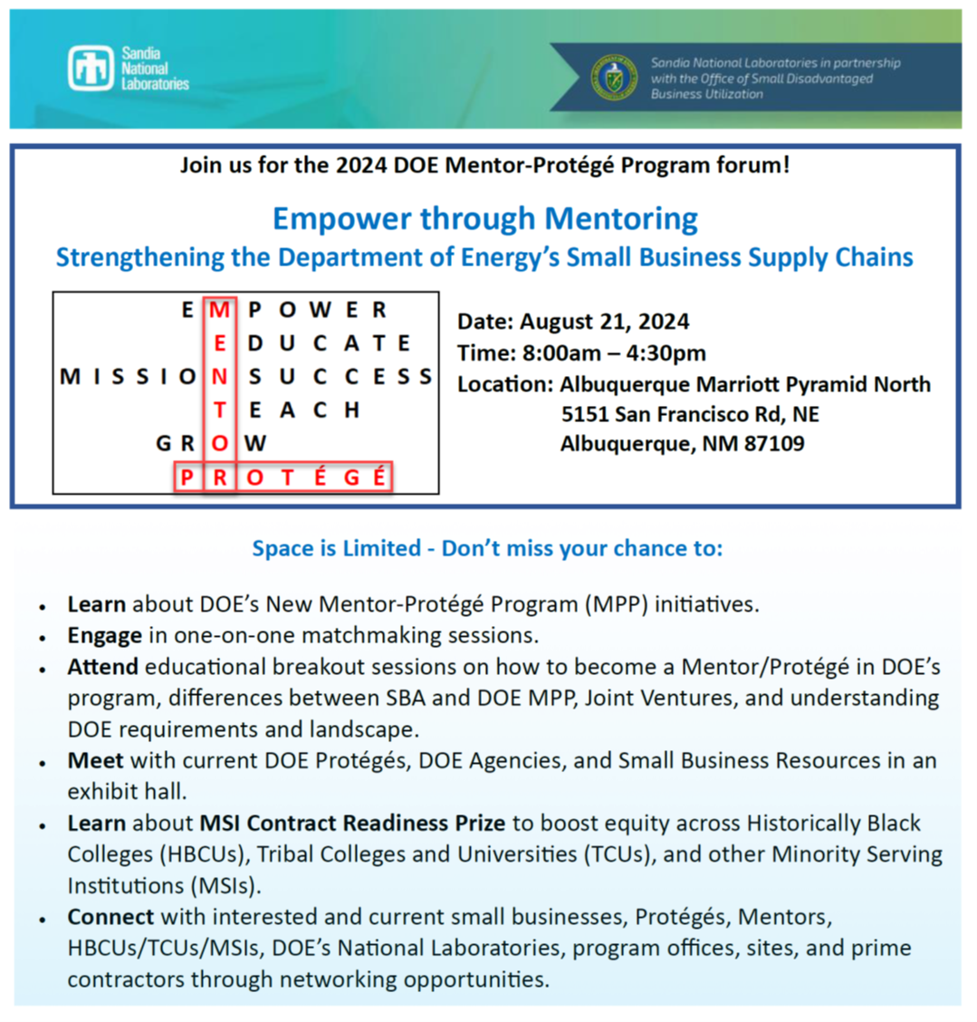 REMINDER: Register for the 2024 DOE Mentor-Protégé Program Forum ...