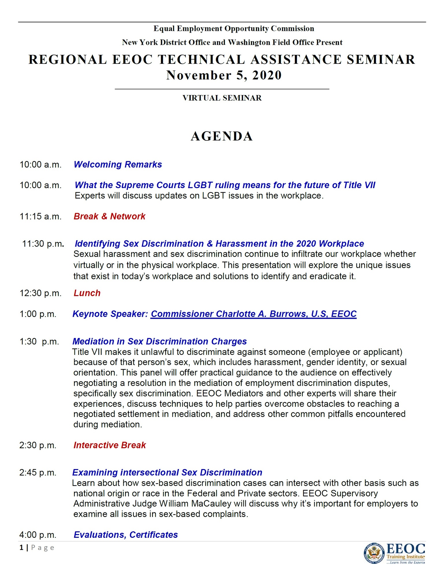 EEOC Virtual Regional Seminar