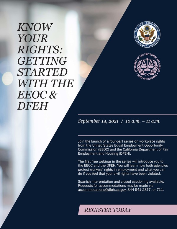 EEOC Offers Free Know Your Rights Webinar Series with DFEH
