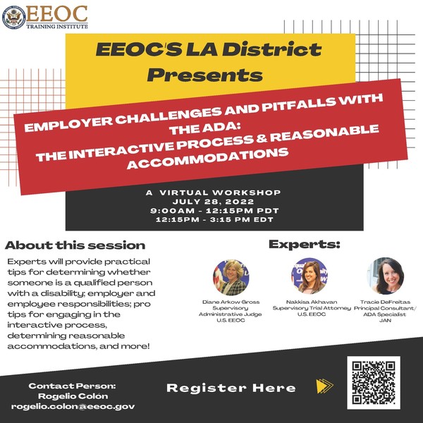 EEOC is Hosting an Employer Challenges and Pitfalls with the ADA Workshop!