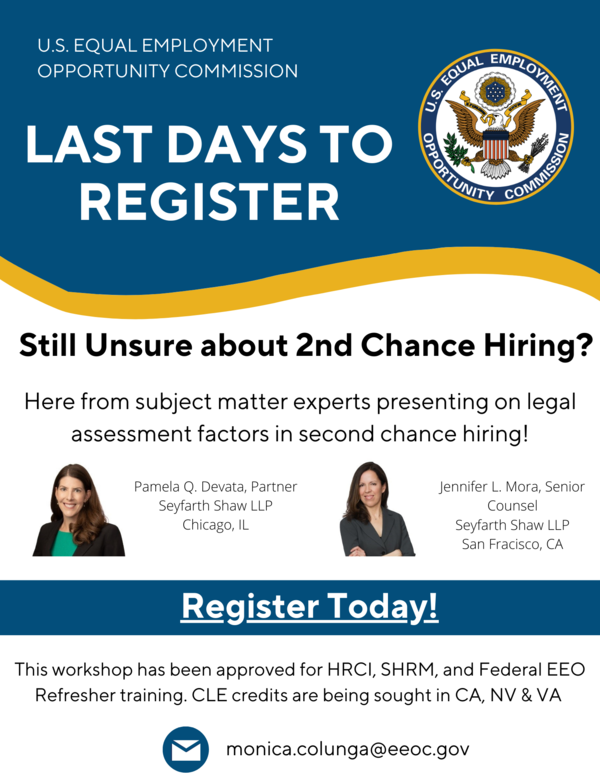 Last Days to Register for 2nd Chance Hiring Workshop