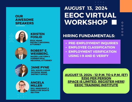 REGISTRATION CLOSING!! EEOC Workshop on Hiring Fundamentals