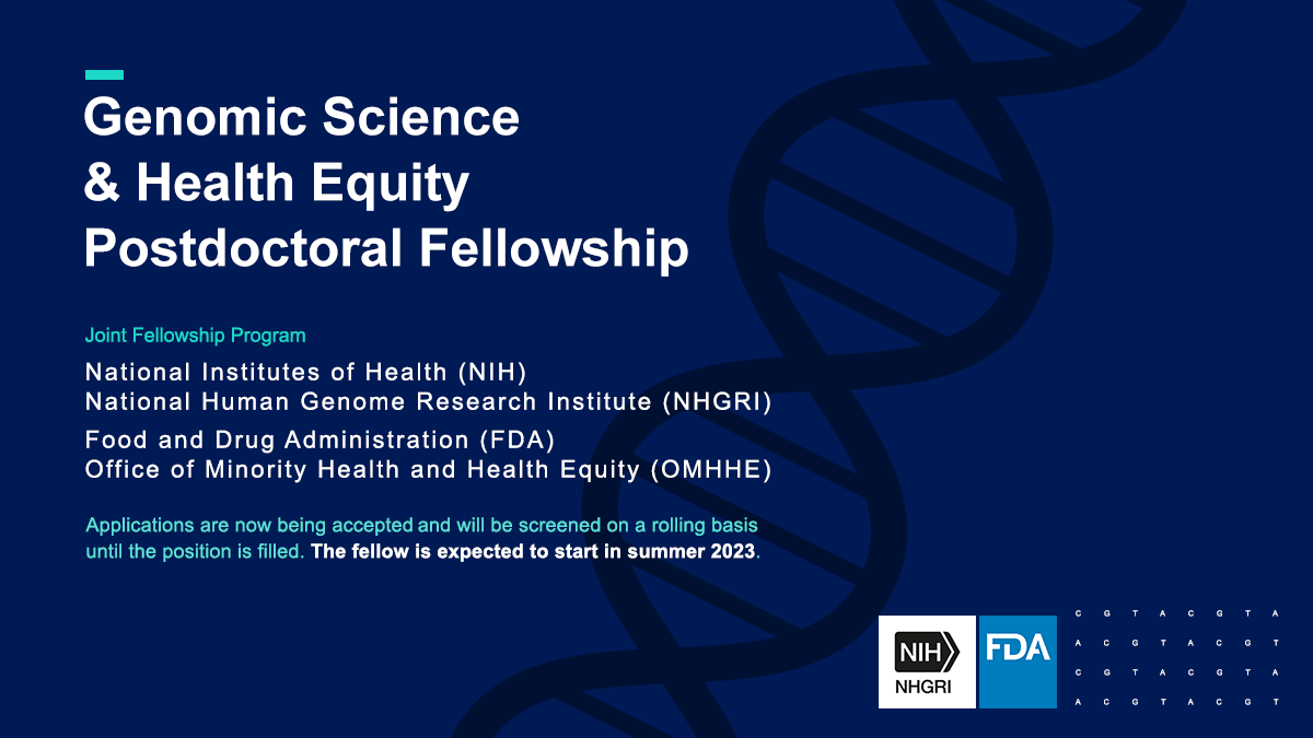 Apply Now: Postdoctoral Fellowship in Genomic Science and Health Equity