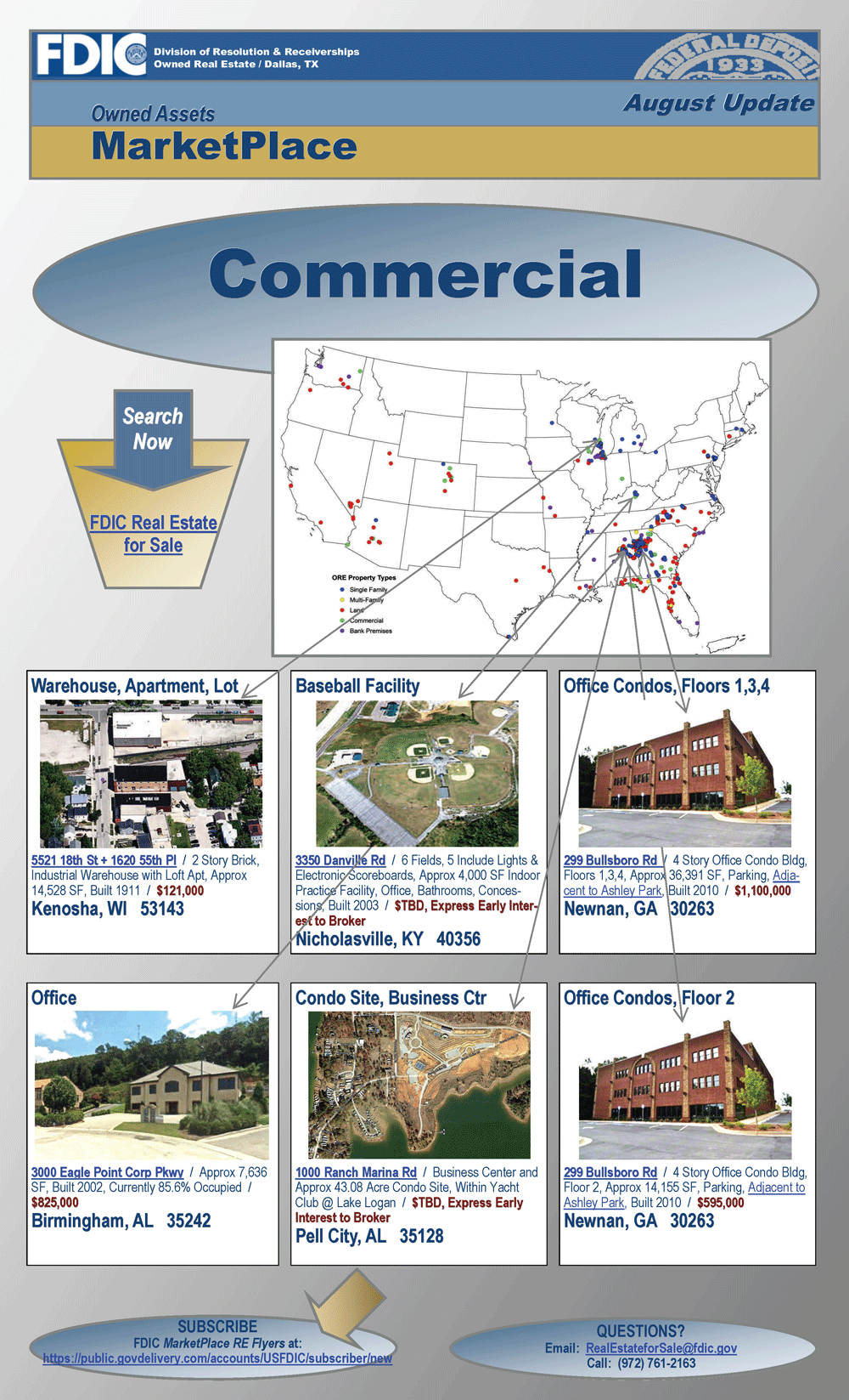 FDIC MarketPlace Commercial Real Estate for Sale - August Update
