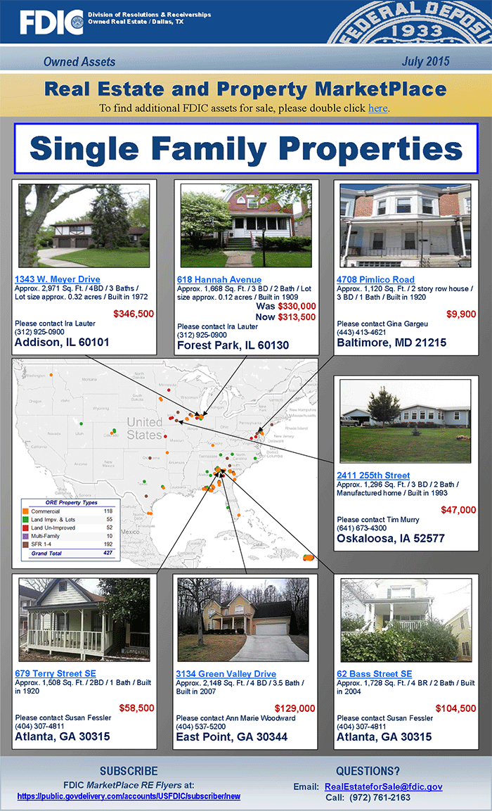 FDIC Real Estate for Sale: Featured Single Family Properties