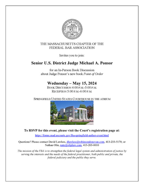 FBA Book Discussion - May 15, 2024 with Senior U.S. District Judge ...