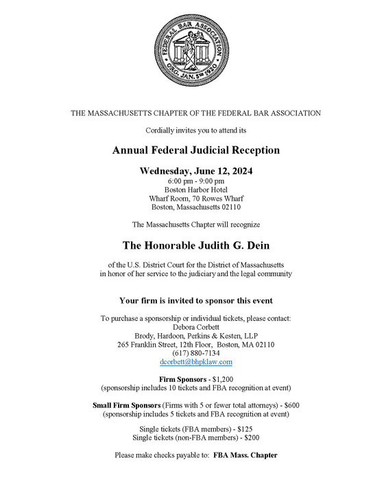Annual Federal Judicial Reception - Wednesday, June 12, 2024