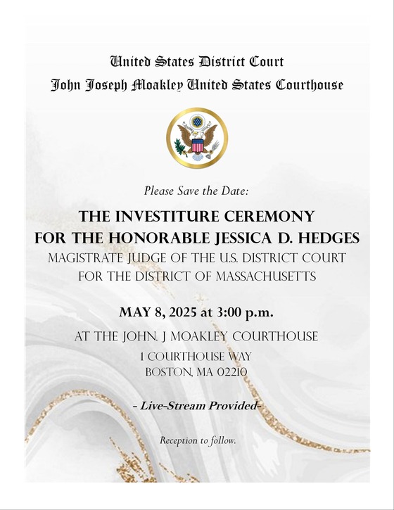 Save the Date: Investiture Ceremony for Magistrate Judge Jessica D. Hedges