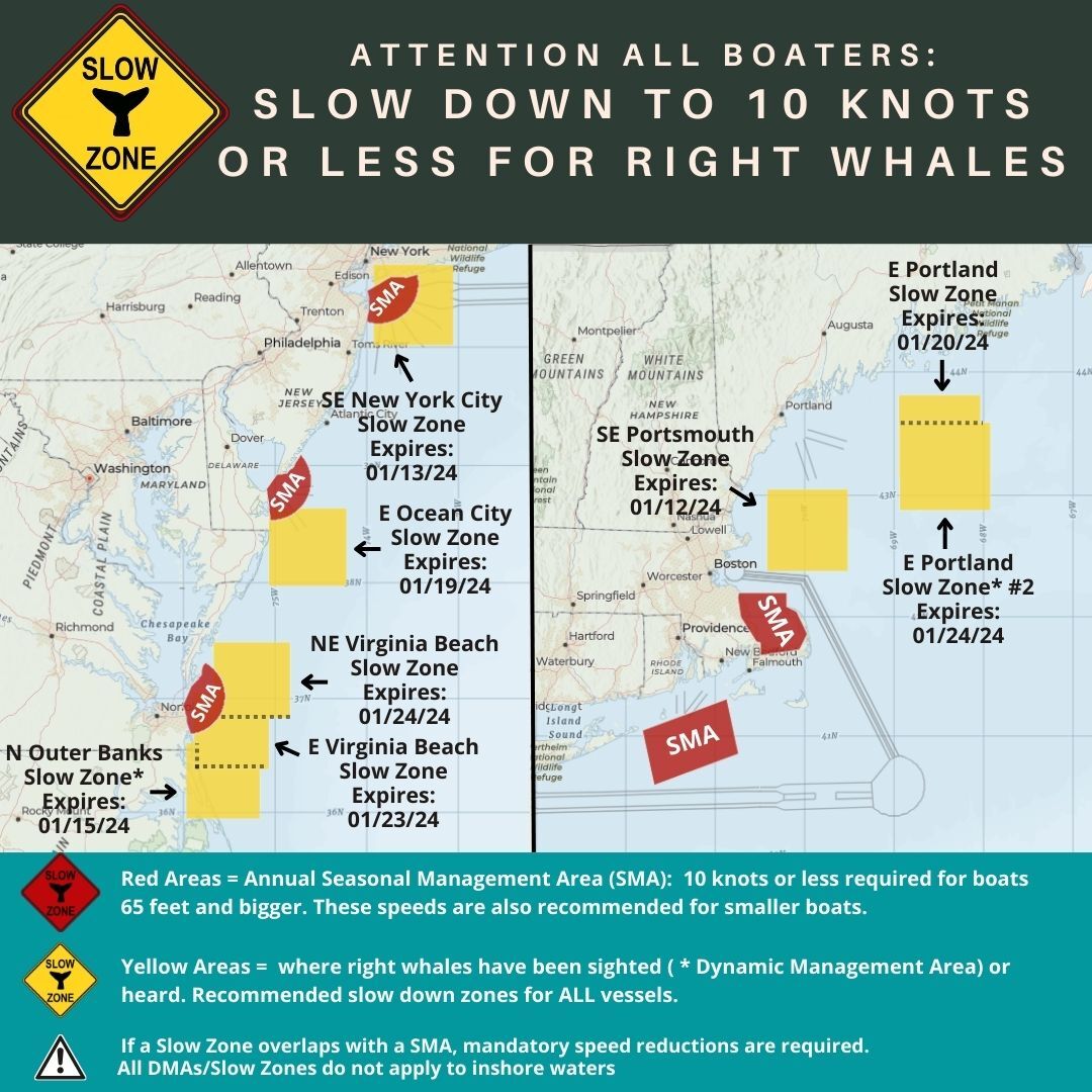 New Right Whale Slow Zone and Extension: E of Portland, ME and NE of ...