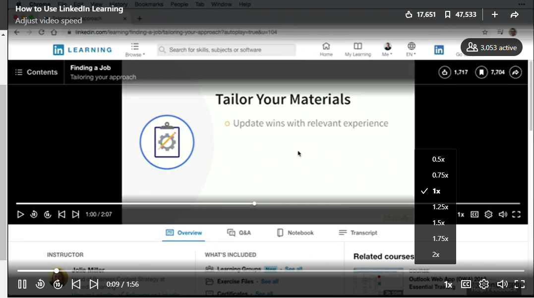 Adjusting Playback Speed in LinkedIn Learning
