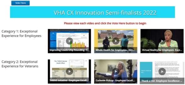 VHA Customer Experience Innovation Semi-finalists