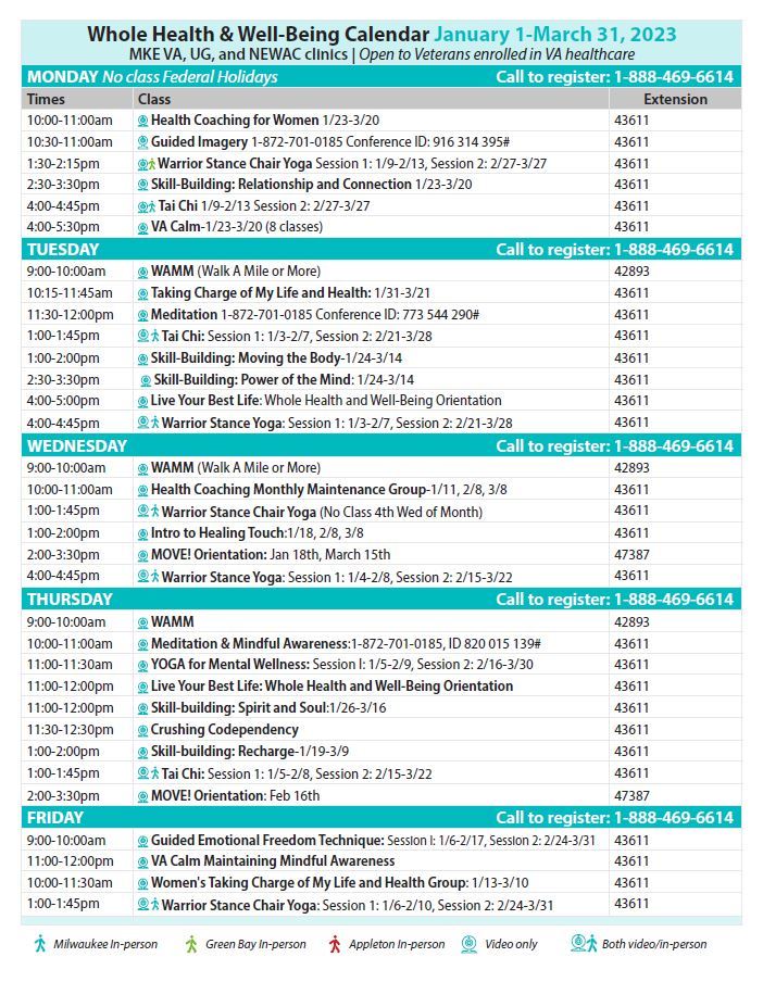 Register today: Whole Health & Well-Being self-referral classes, Jan ...