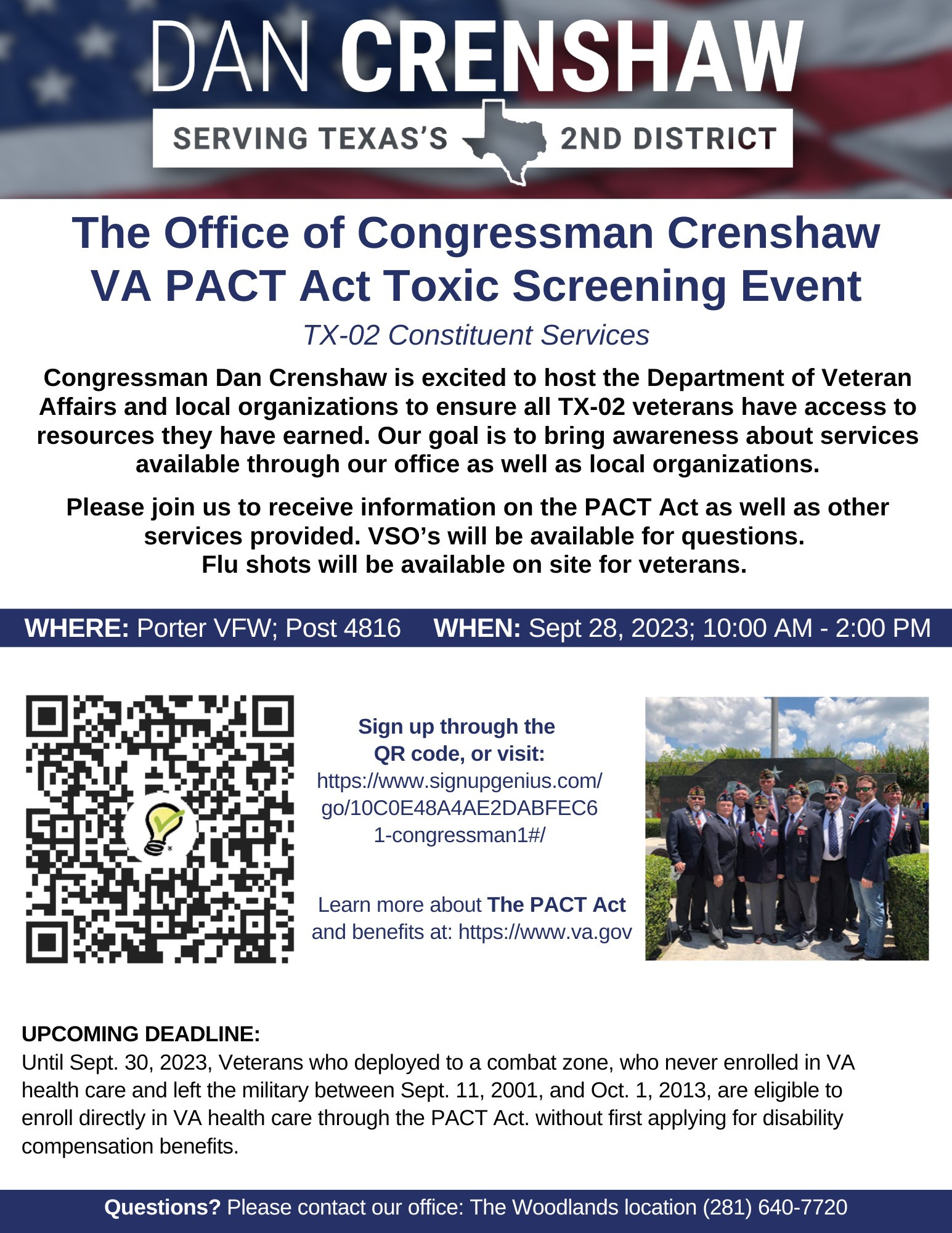 Houston VA News: Special PACT Act Event on Sept. 28 in Porter