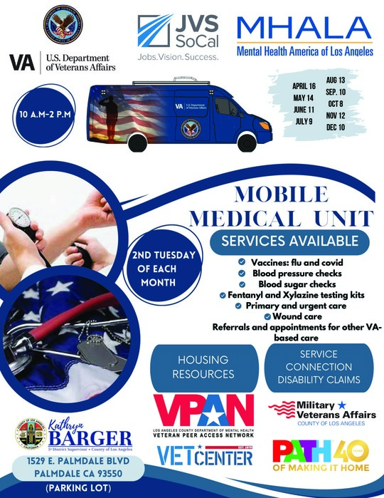 Mobile Medical Unit (MMU) for Veterans Coming to Palmdale 5/14