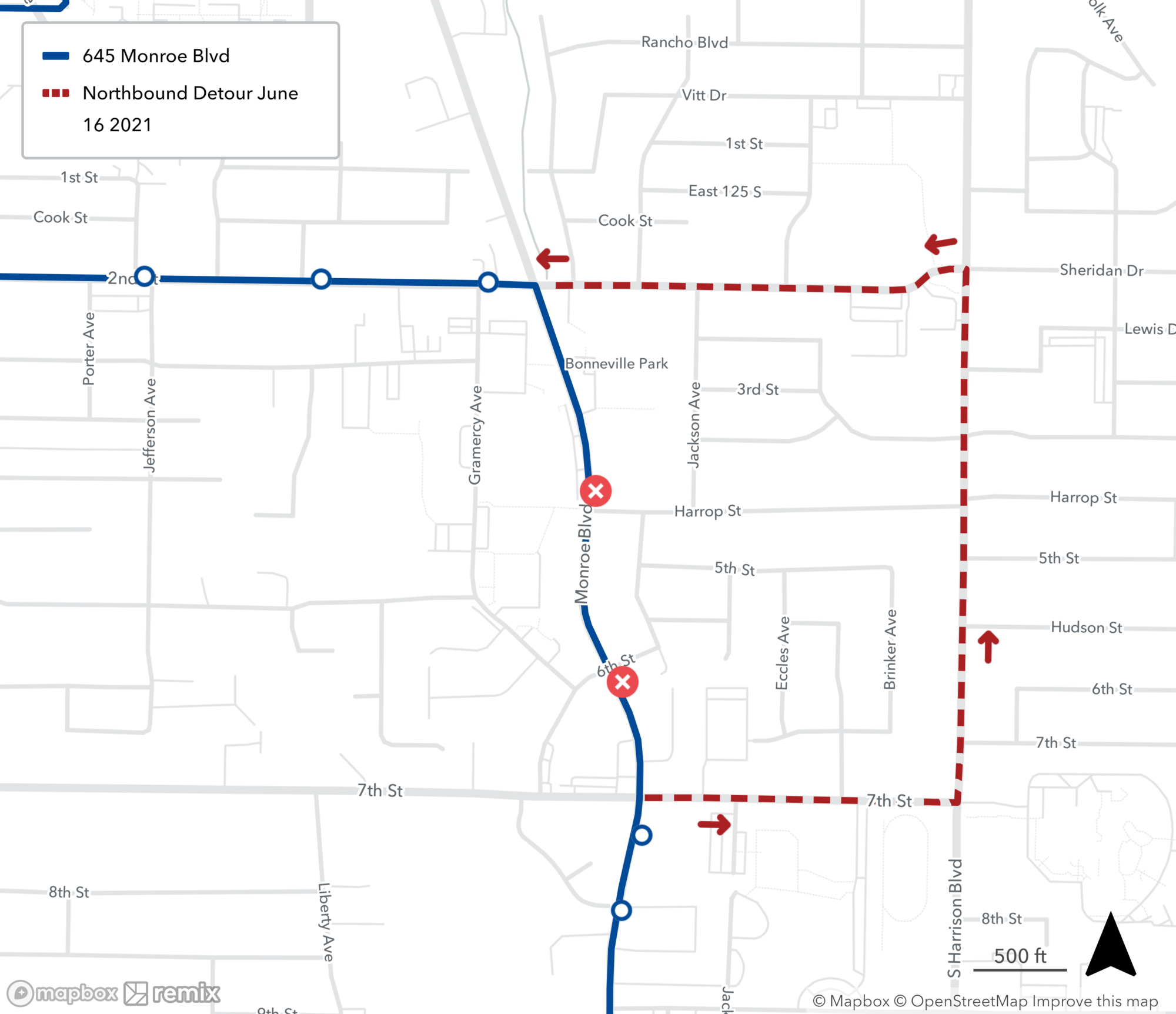 645 - Monroe Blvd on Detour