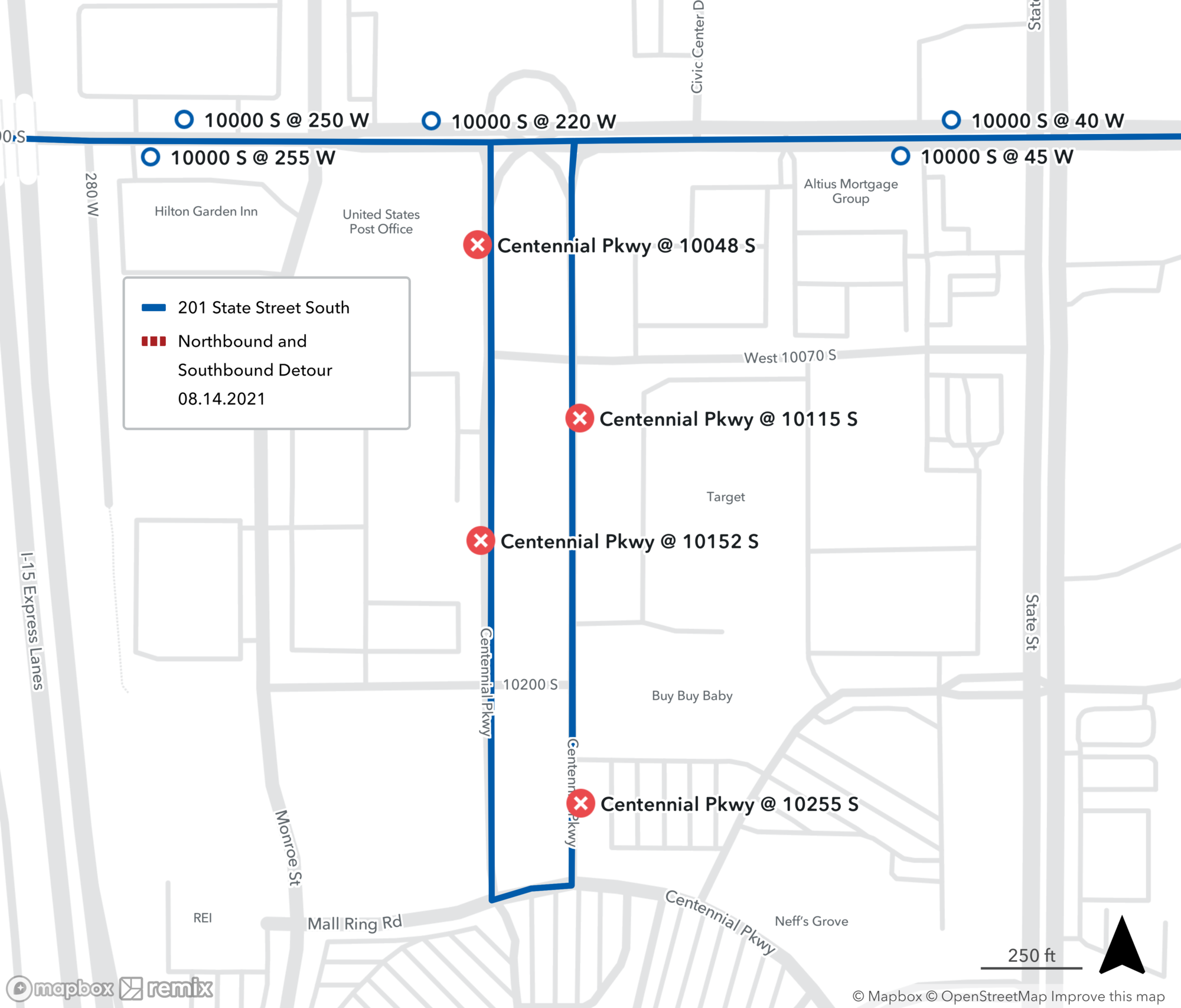 201 - State Street (Murray Central – Sandy Civic Center) Detour