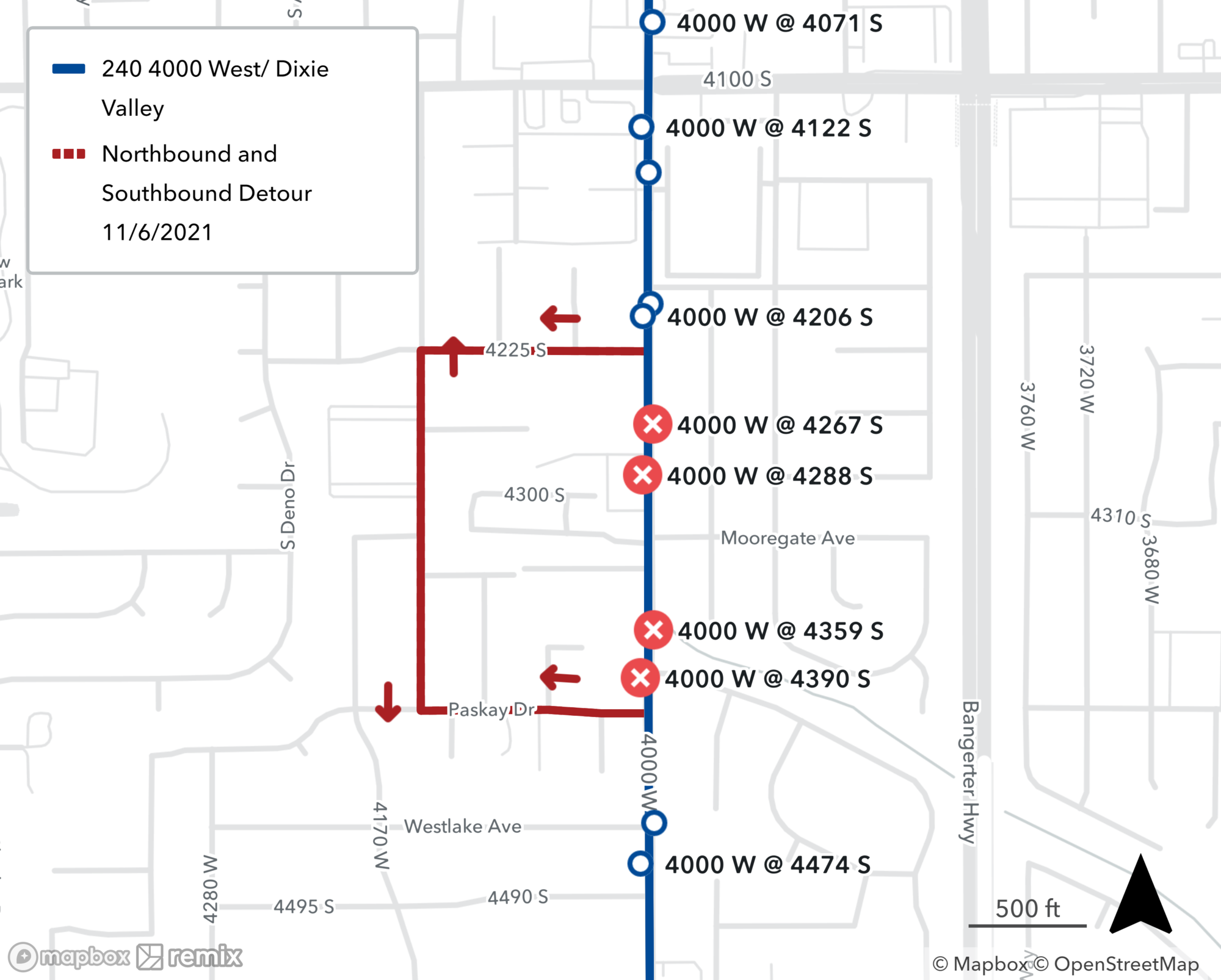240 - 4000 West / Dixie Valley on Detour