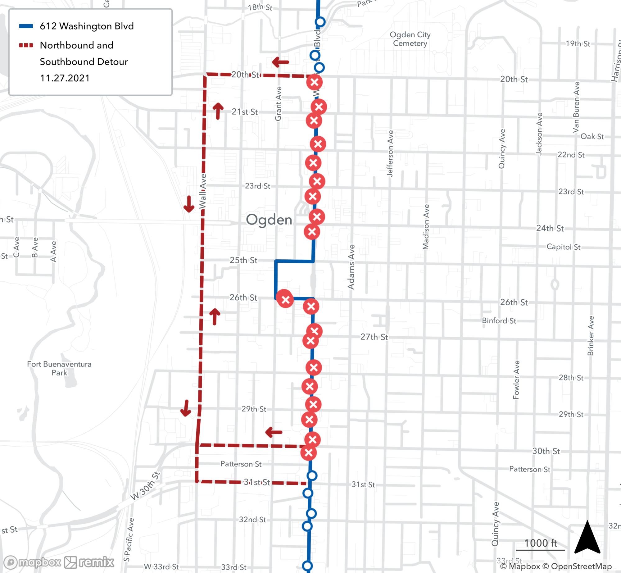 612 - Washington Blvd on Detour Saturday, November 27