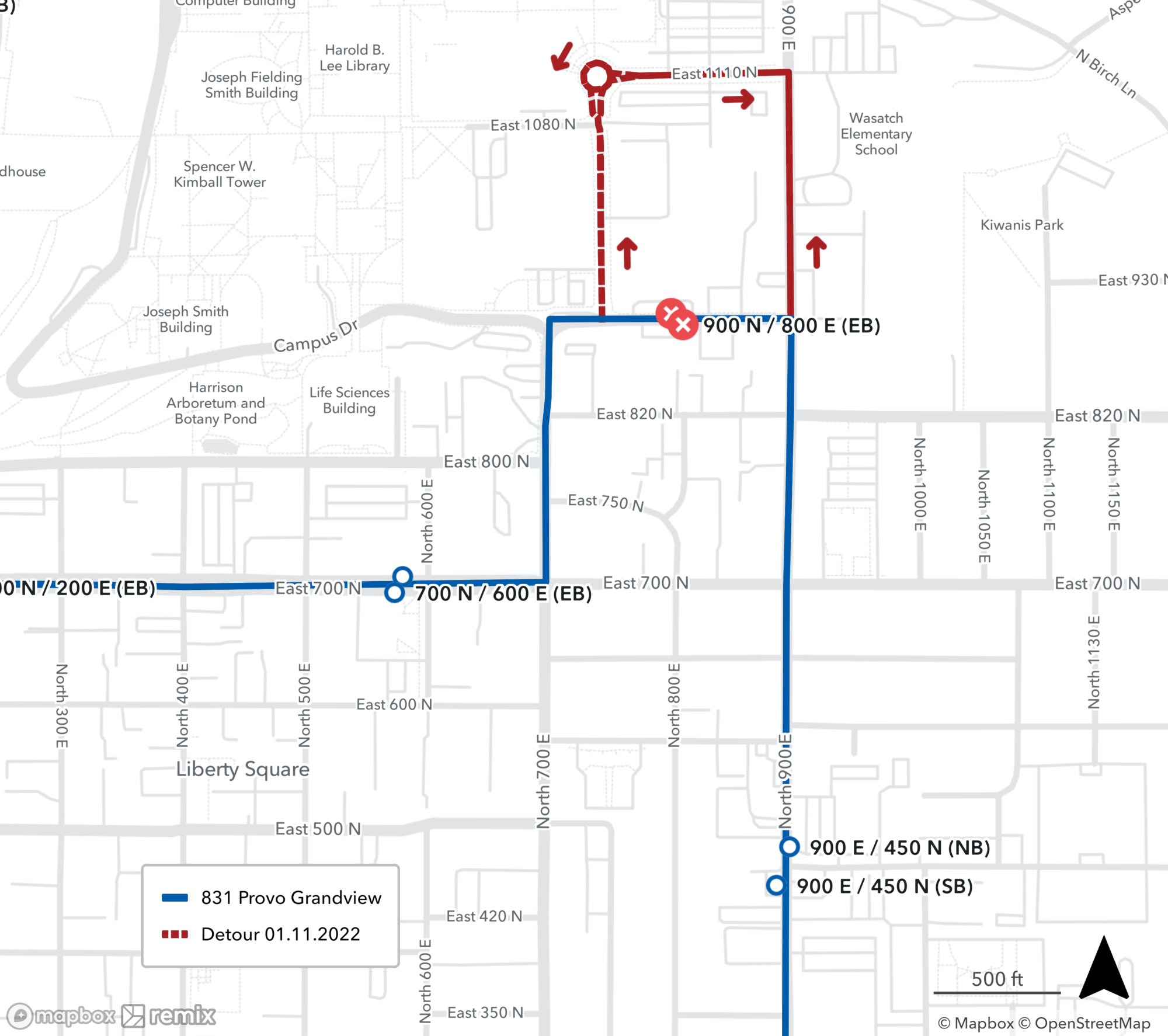 831 - Provo Grandview on detour