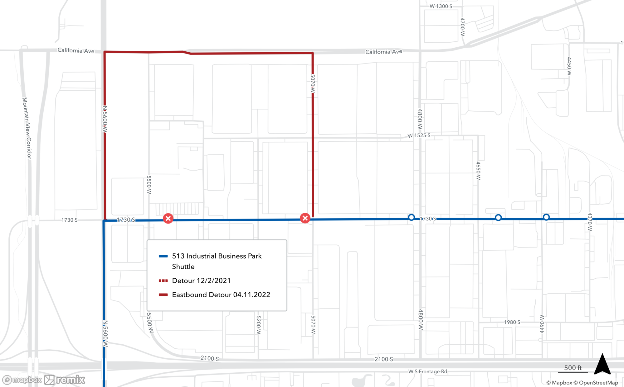 513 - Industrial Business Park Shuttle Detour