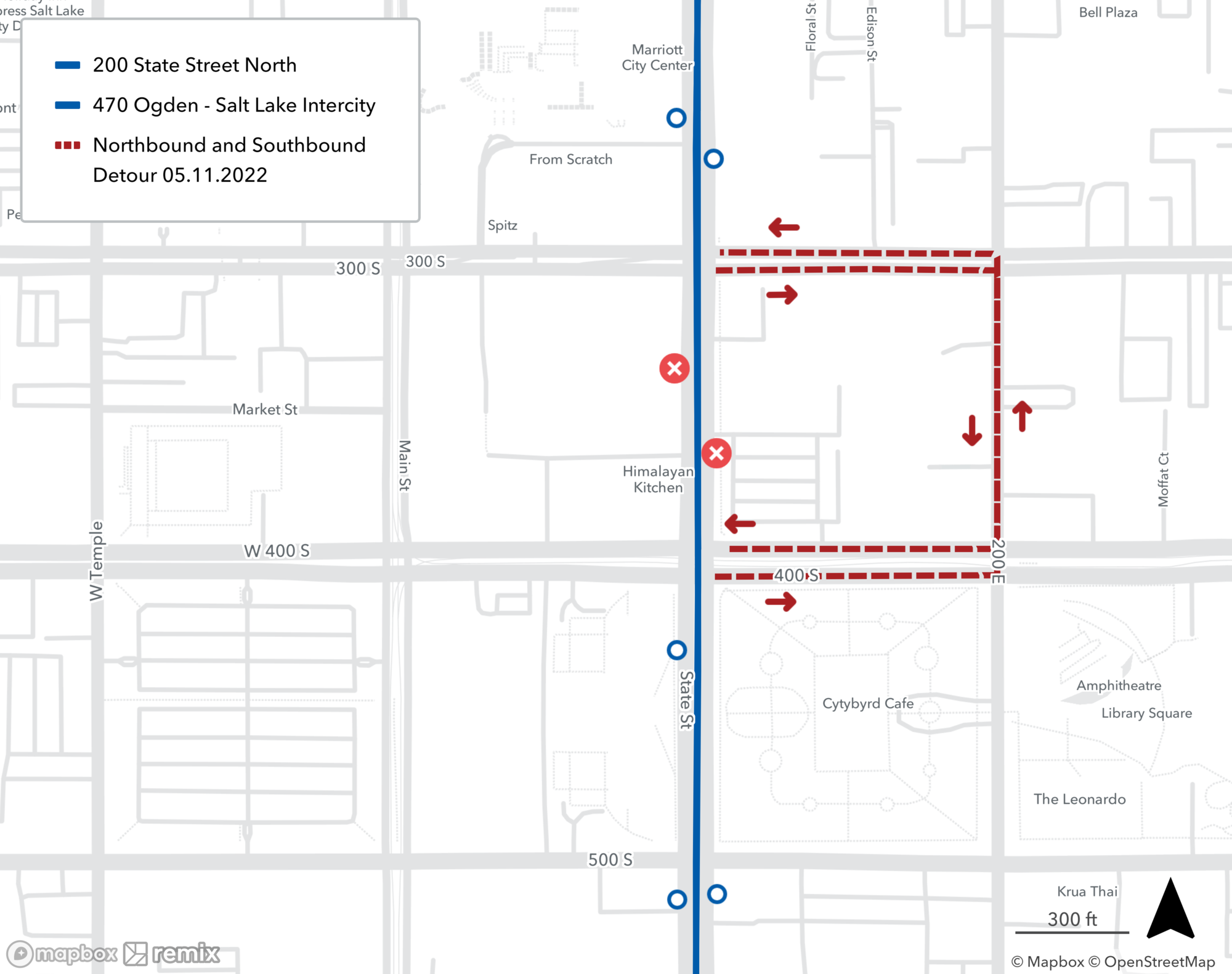 Routes 200 and 470 on Detour in Salt Lake City