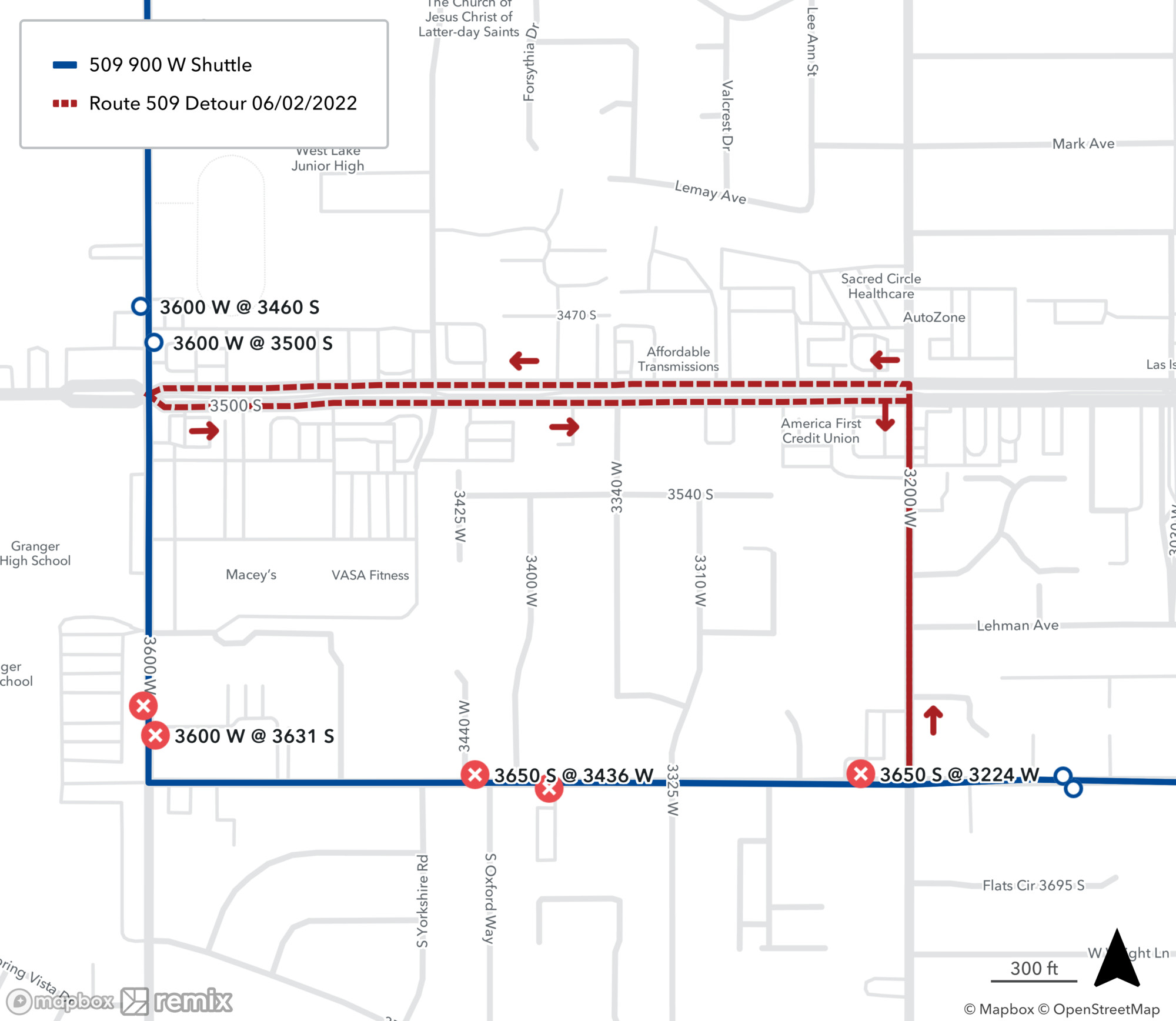 509 - 900 W Shuttle Detour