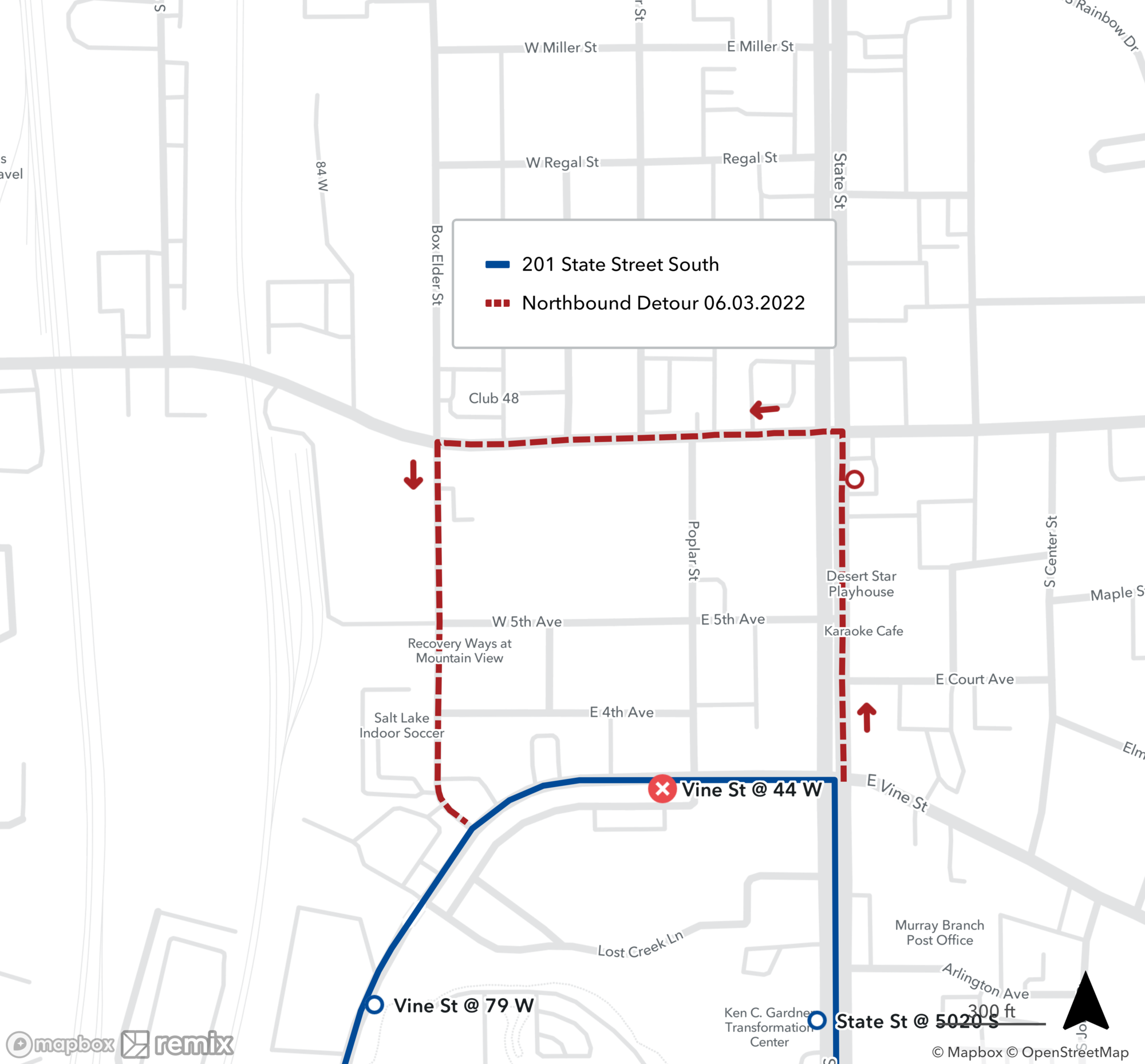 201 - State Street (Murray Central – Sandy Civic Center) Detour