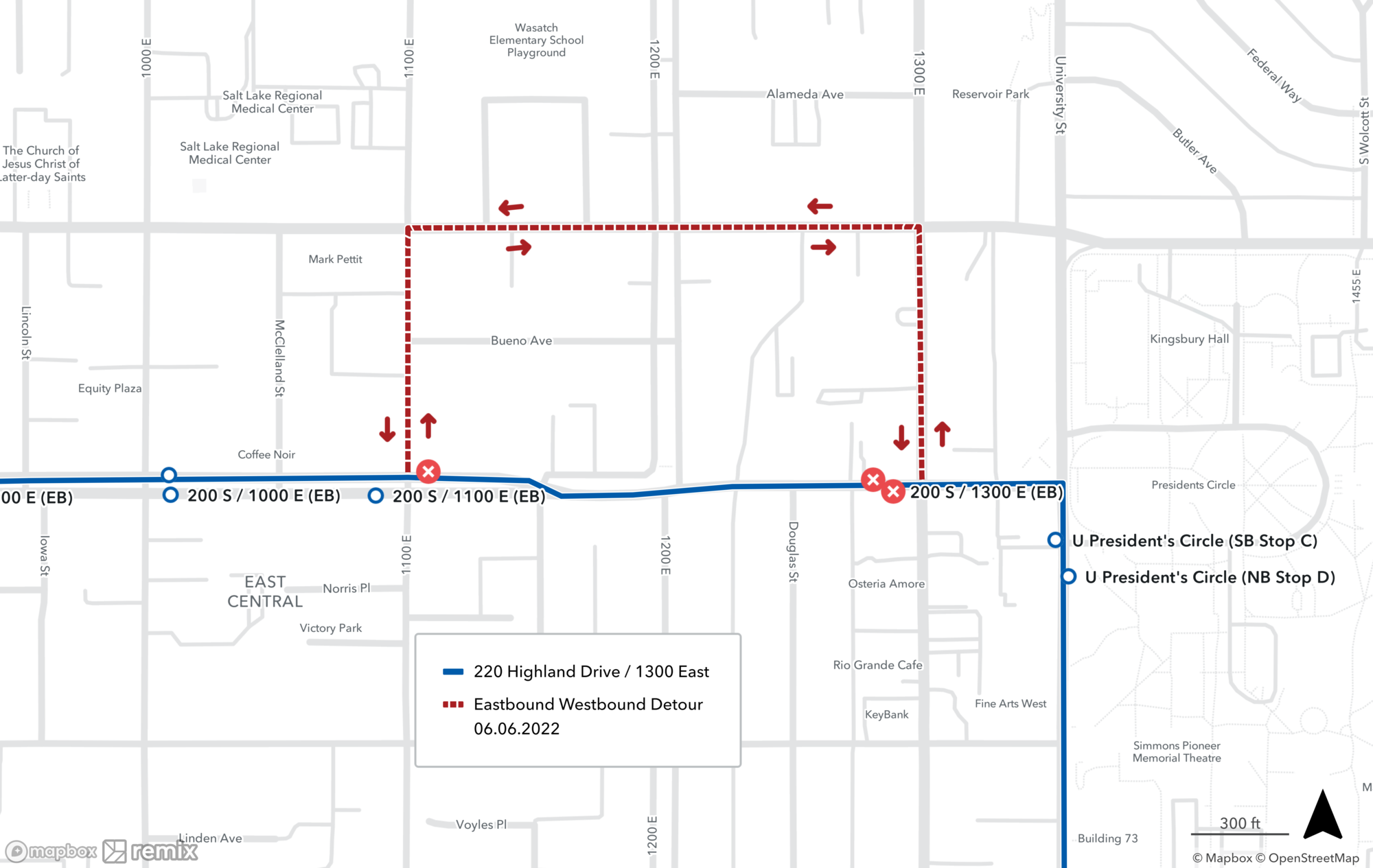 220 - Highland Drive / 1300 East Detour
