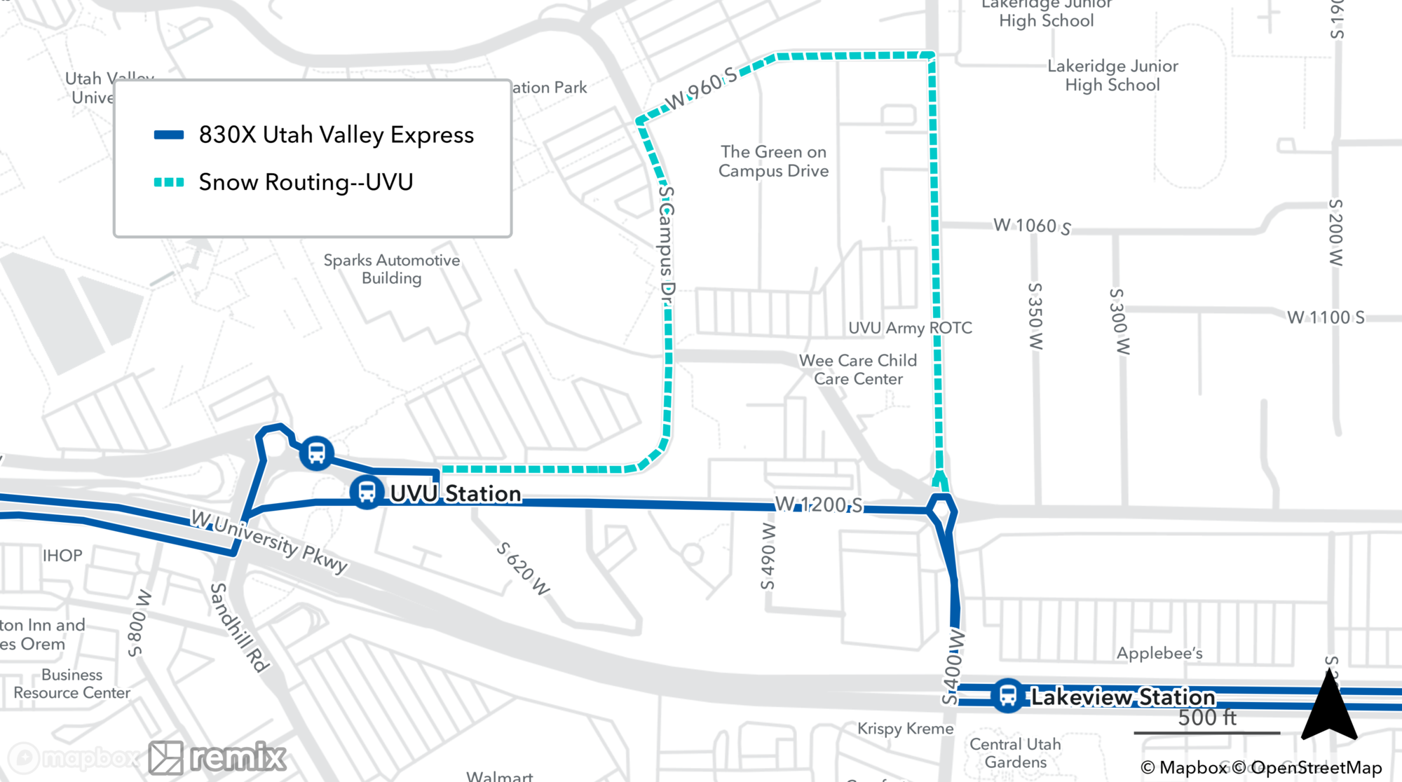 UVX - Utah Valley Express UVX Snow Routing