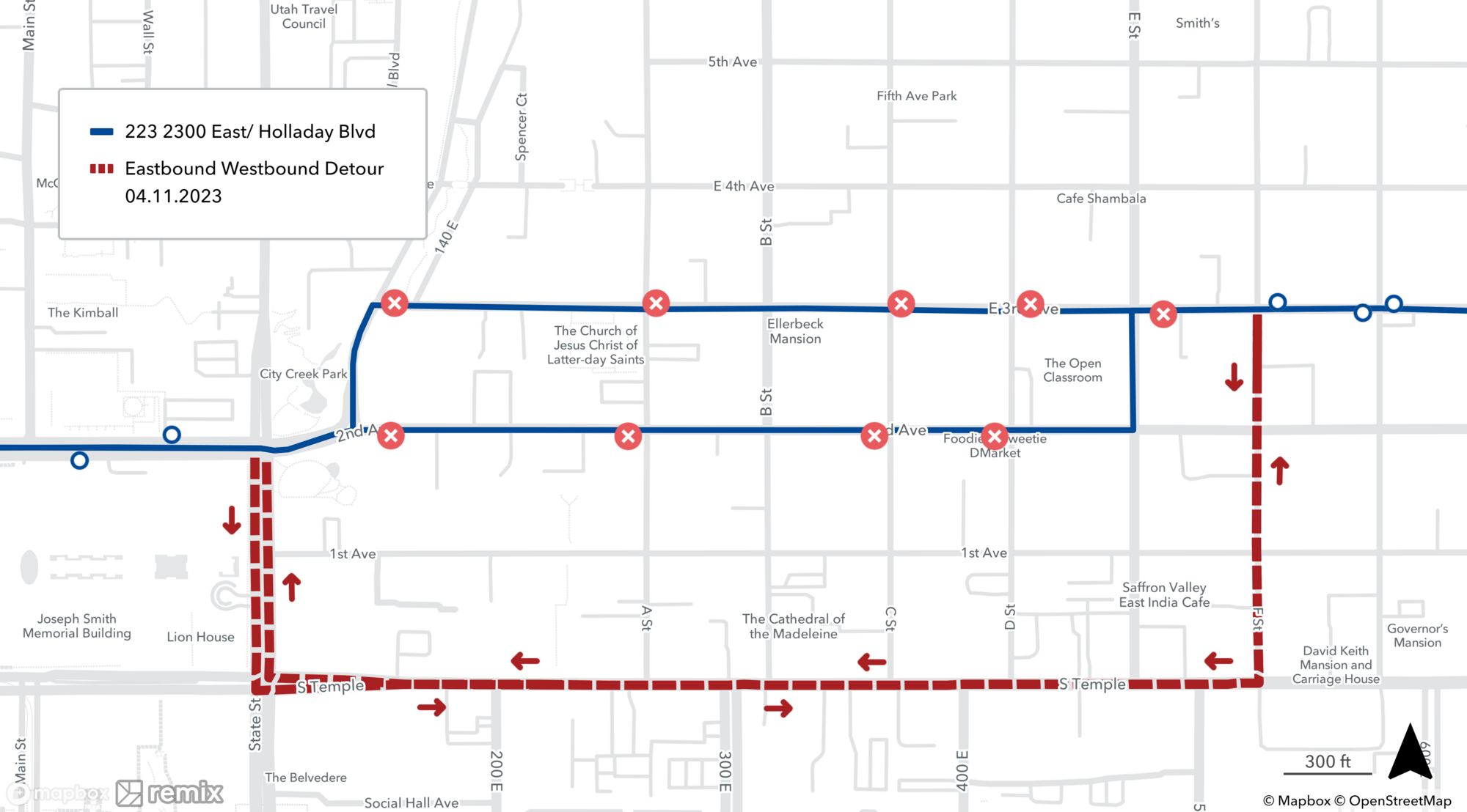 223 - 2300 East / Holladay Blvd on detour