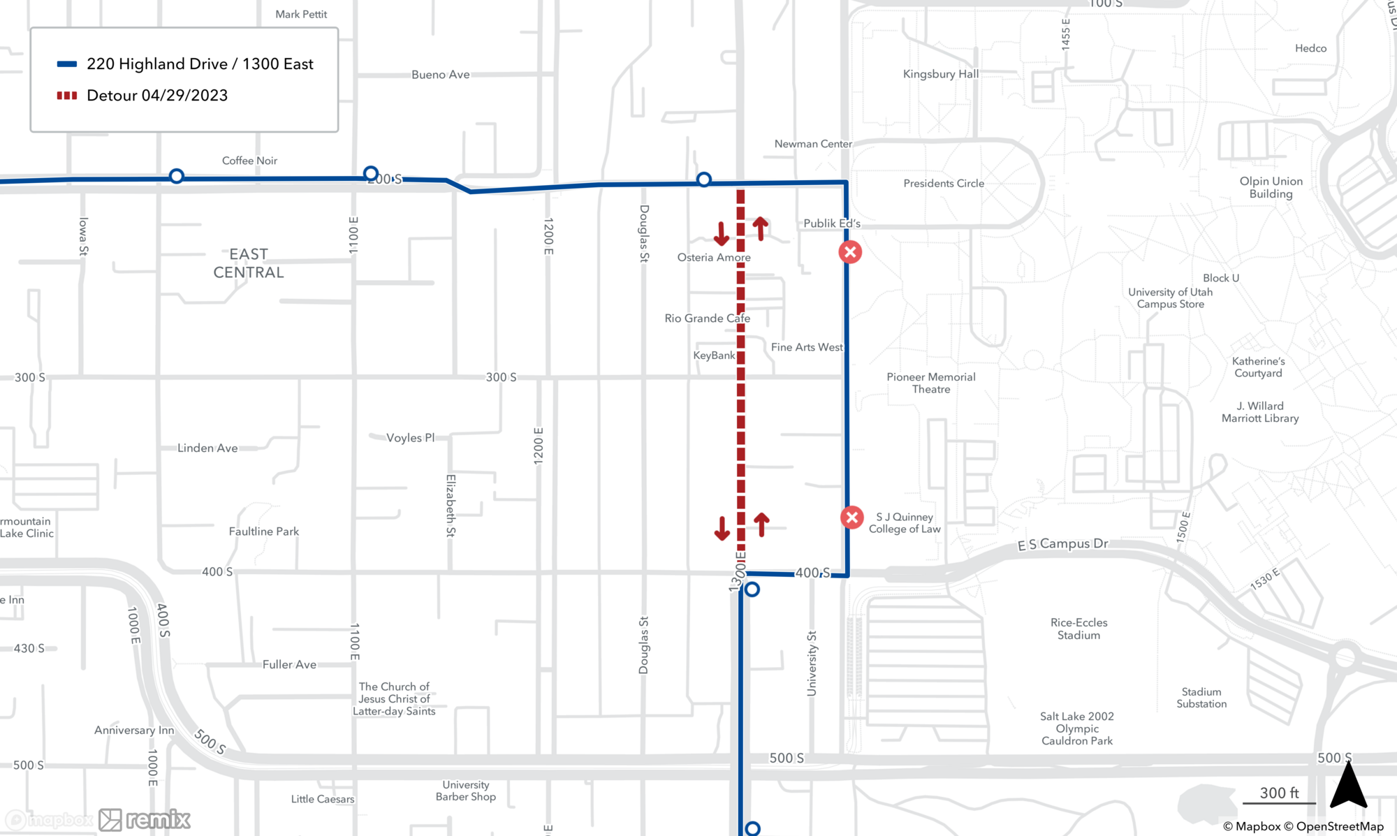 220 - Highland Drive / 1300 East On Detour