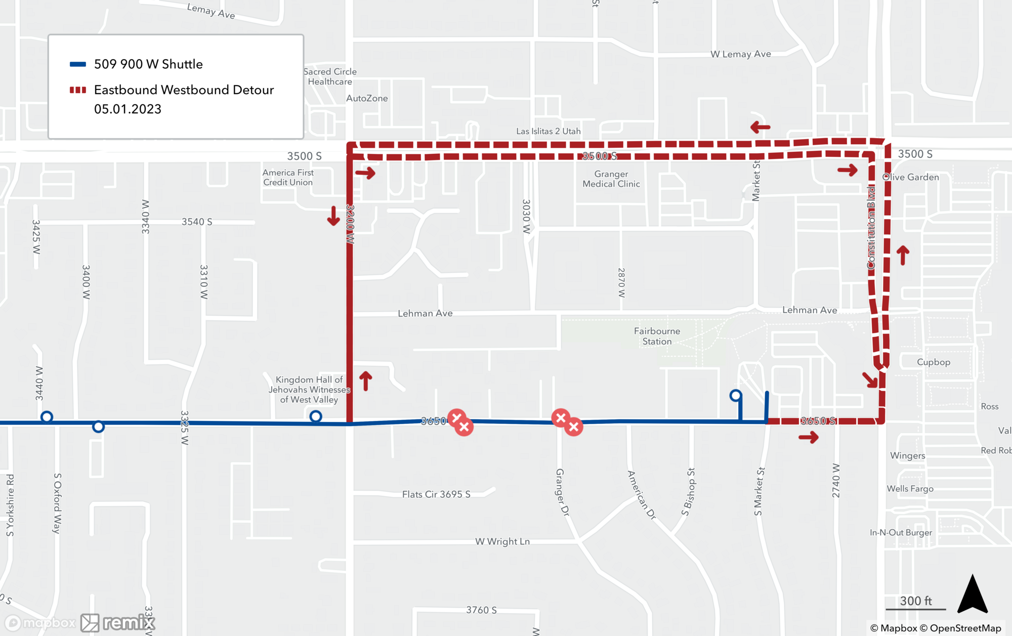 509 - 900 W Shuttle detour