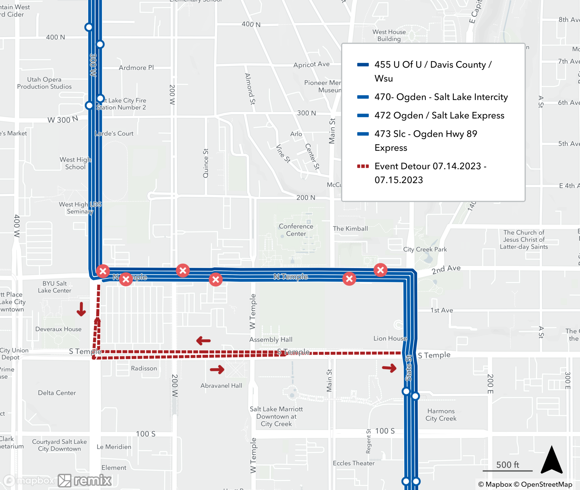 Routes 455, 470, 472, 473 Event Detour July 14-15