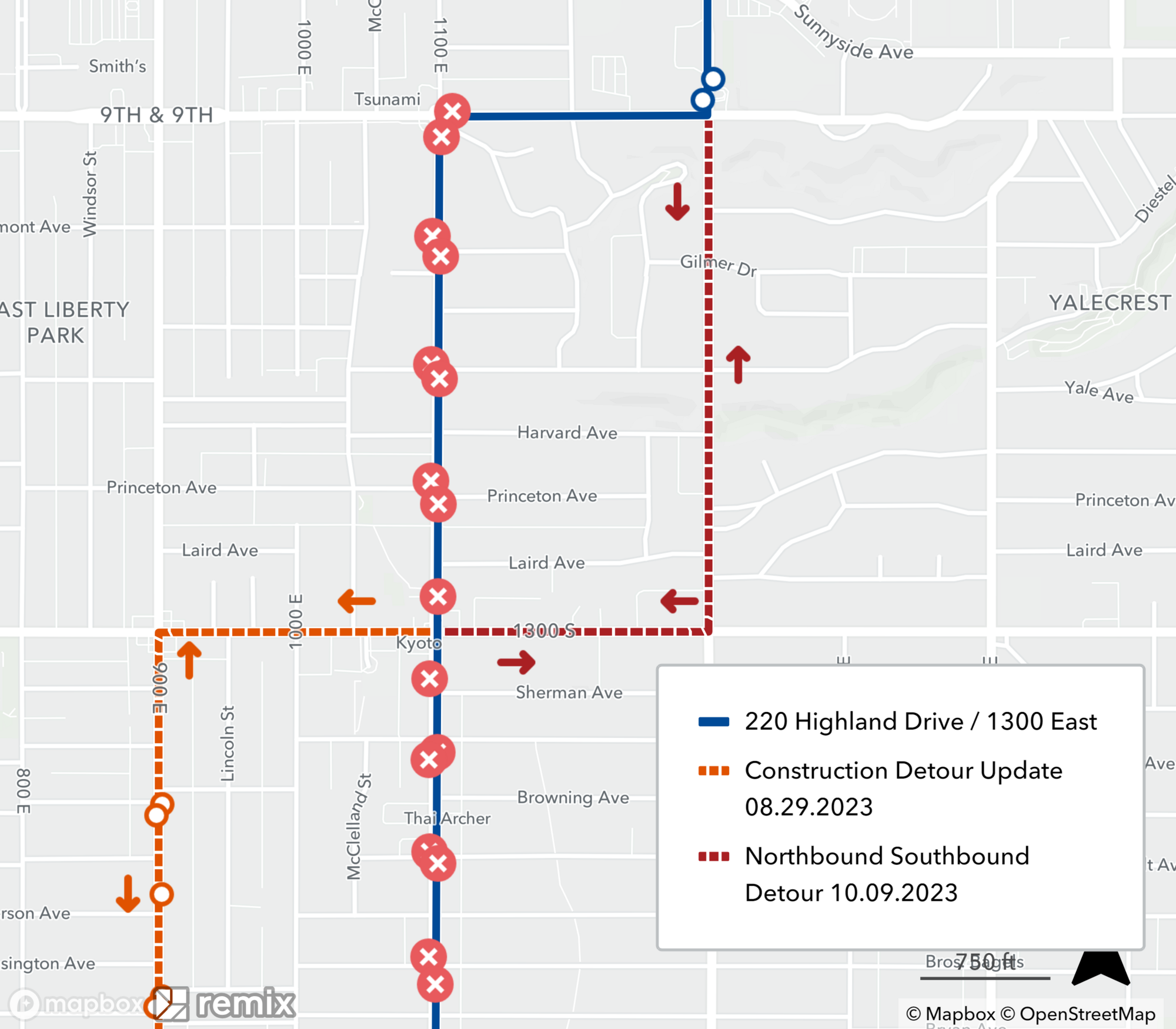 220 - Highland Drive / 1300 East On Detour