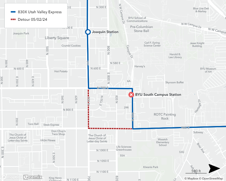 UVX - Utah Valley Express Detour Starting May 2nd