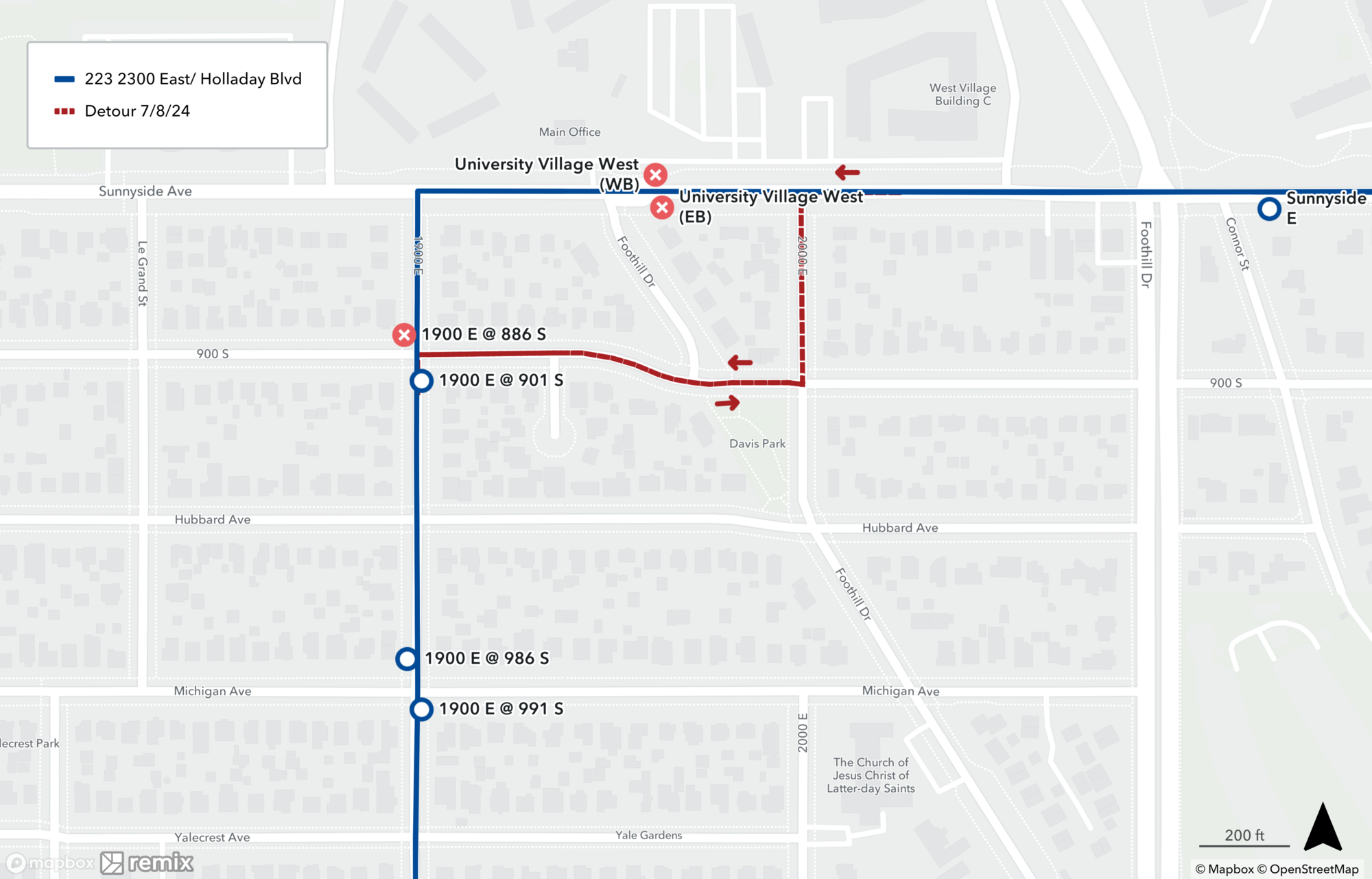 223 - 2300 East / Holladay Blvd Detour