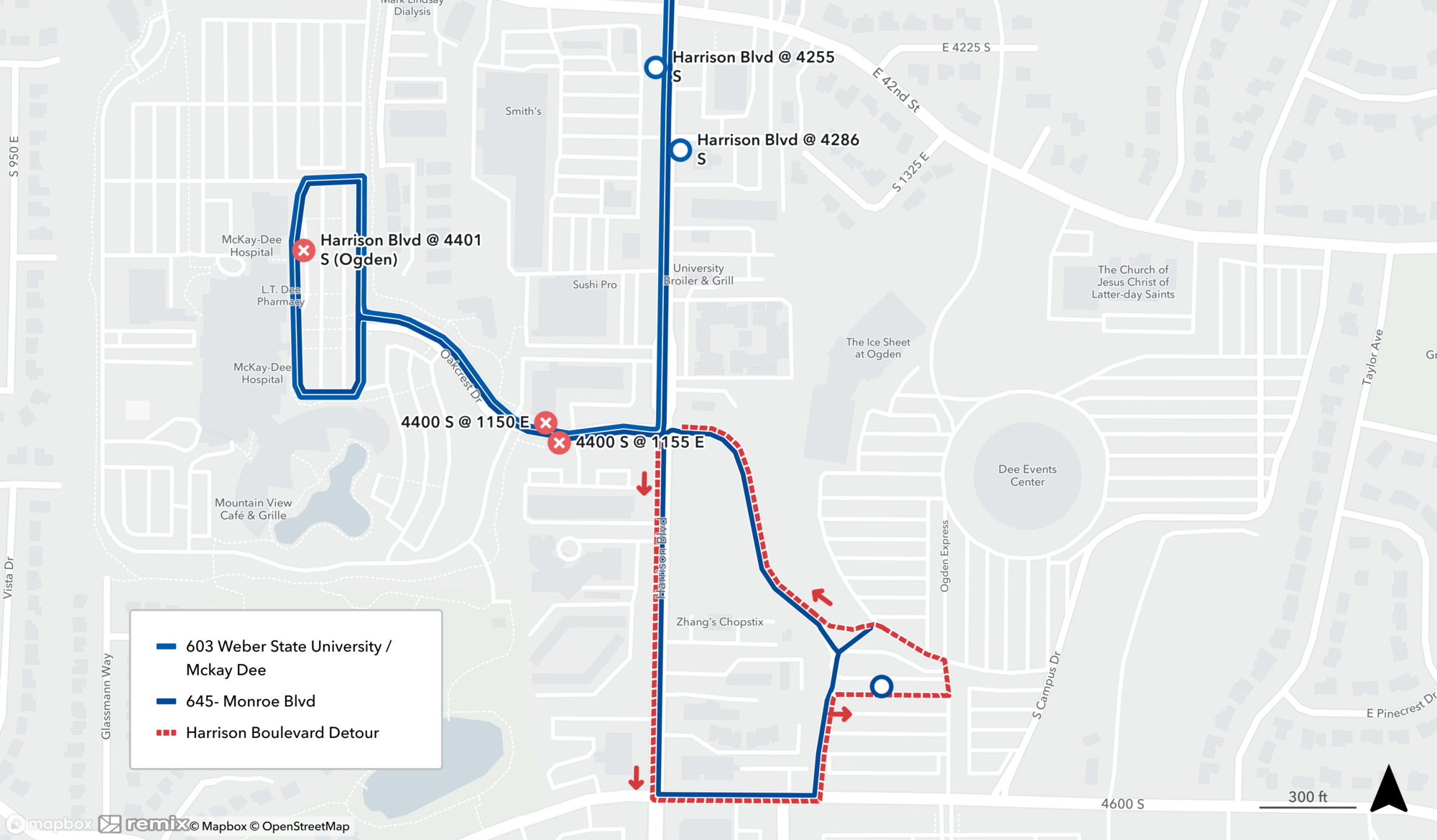 Route 645 and 603 Harrison Boulevard Detour
