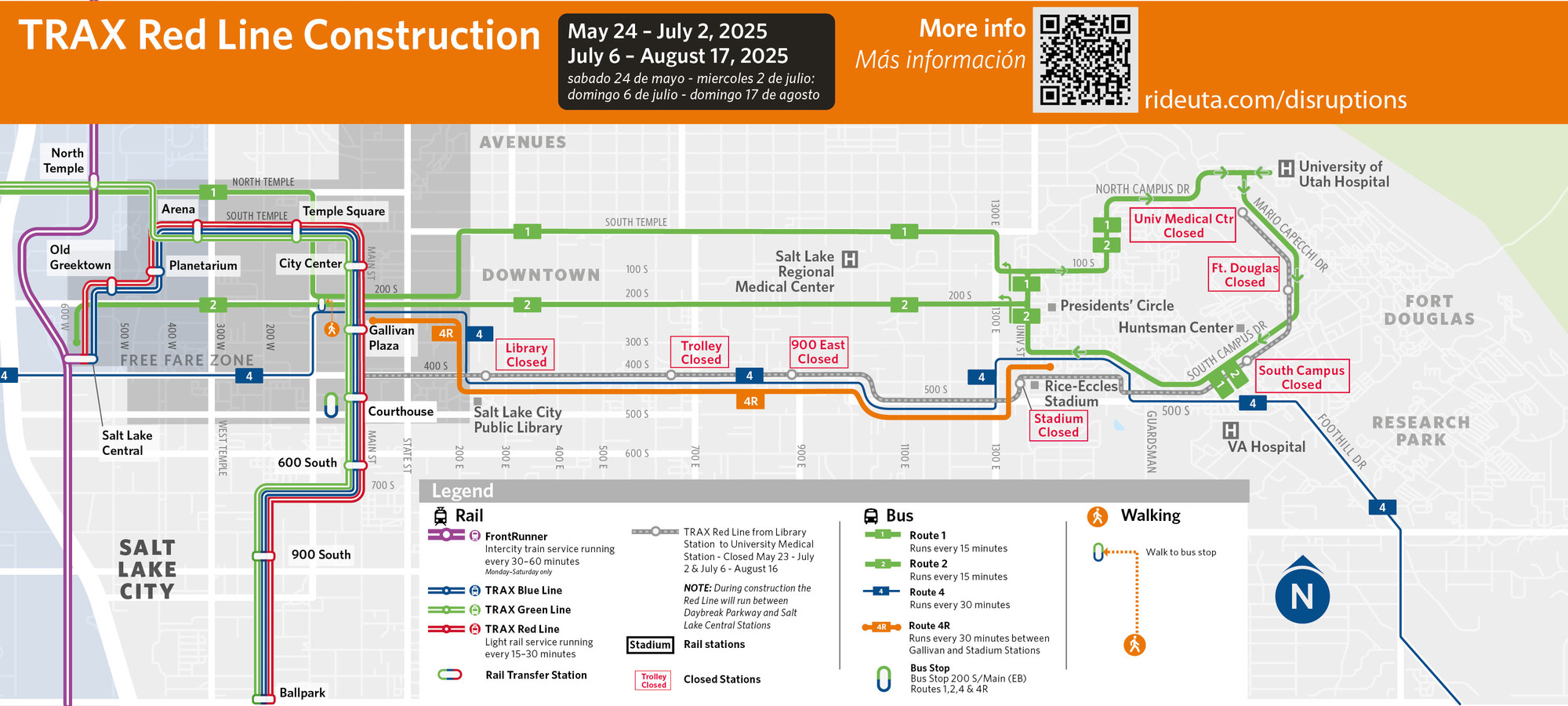 4 - 400 South / Foothill Drive Extra Service During TRAX Construction