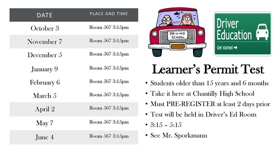 Driver's Ed Dates and Information