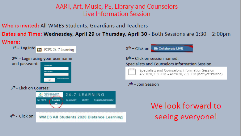 REMINDER!!!! AART, Art, Music, PE, Library, and Counselors Live ...