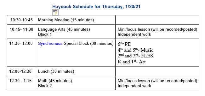 Virtual Snow Day Information