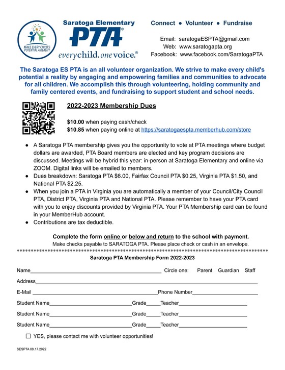 Saratoga PTA - Join the PTA!